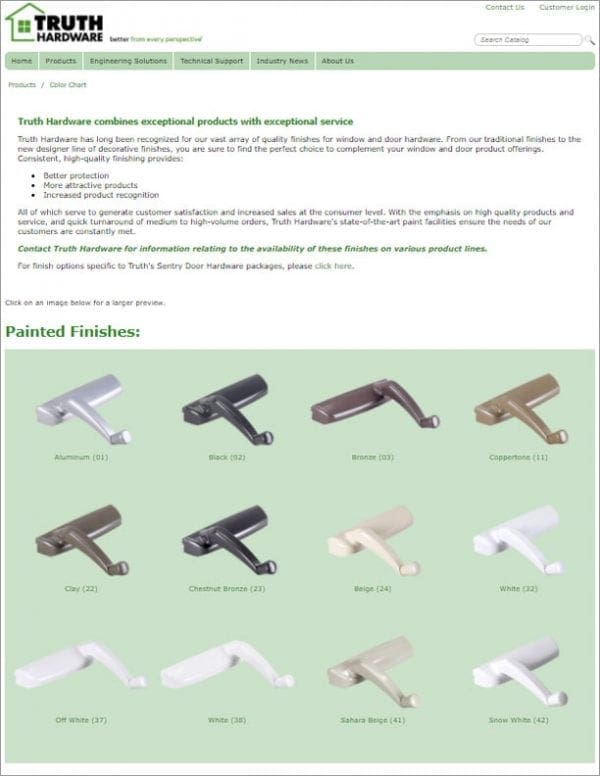 Door Hardware Color Chart